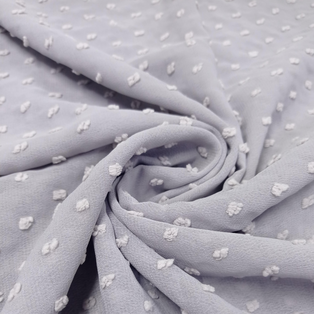Luxury Pom Pearl Bubble Chiffon Hijab (All seasons star) - Light Grey